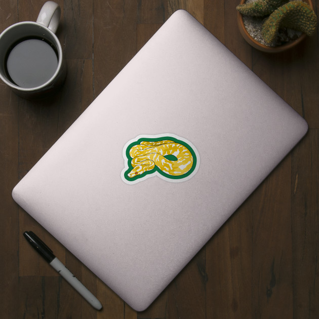 Burmese python snake cartoon illustration - Burmese Python Snake Cartoon - Sticker | TeePublic